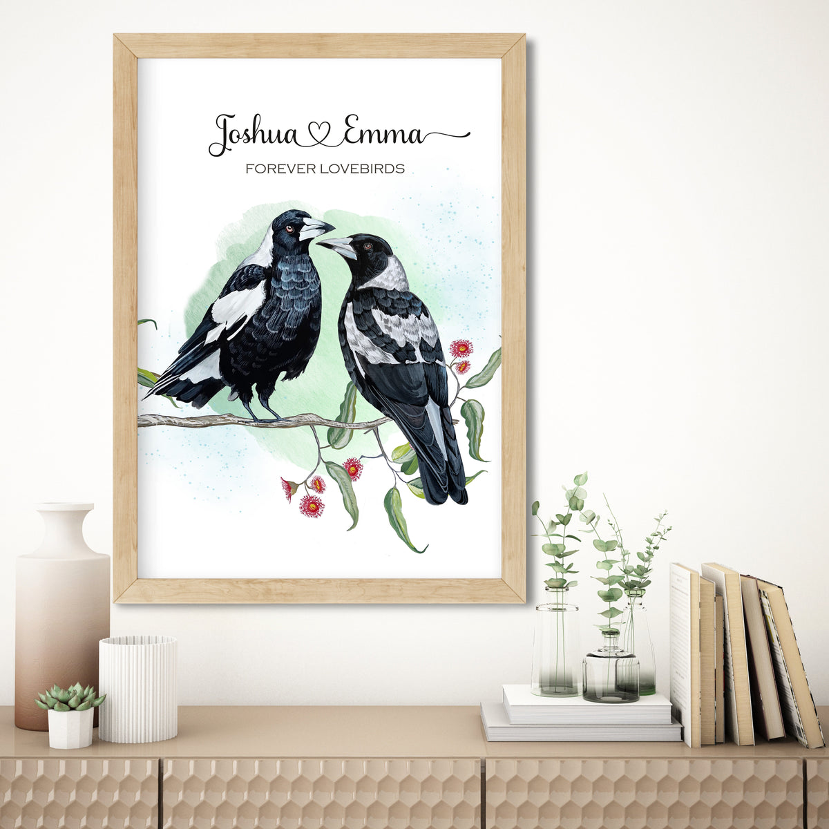 Personalised Magpie Couple Print – ArgsRepublic