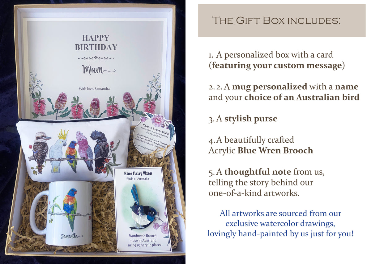 Personalised Gift Box - With Australian Native Birds exclusive Drawing ...