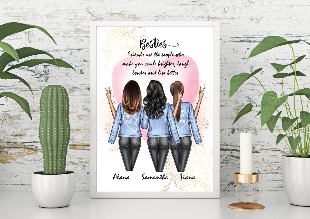 Personalised BESTIES Prints (3 Friends) – ArgsRepublic